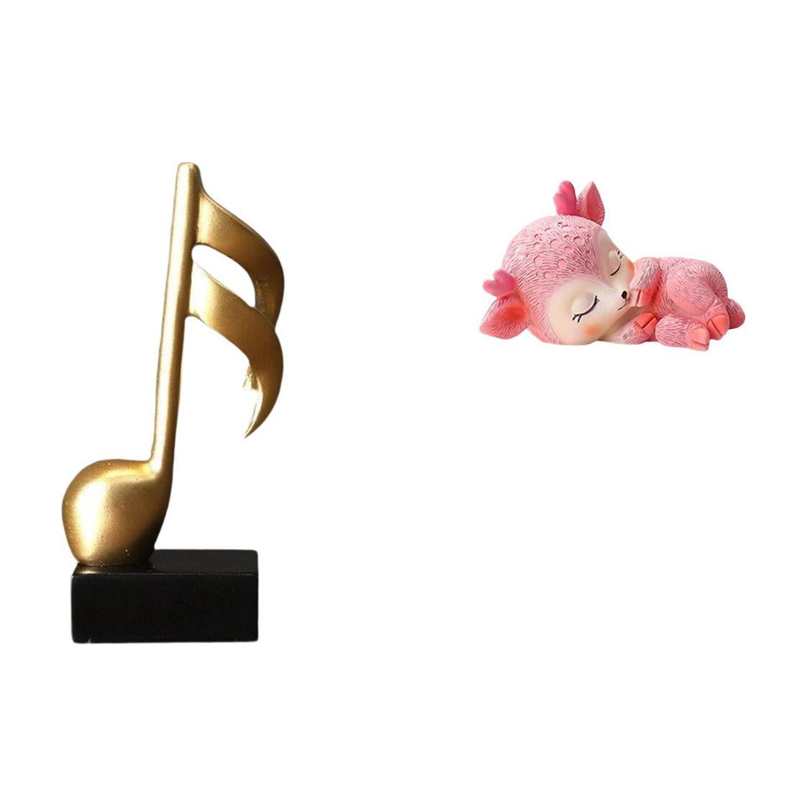 CarpNettore Desktop Figurine Music Note Sculpture Sleeping Deer Statue ...