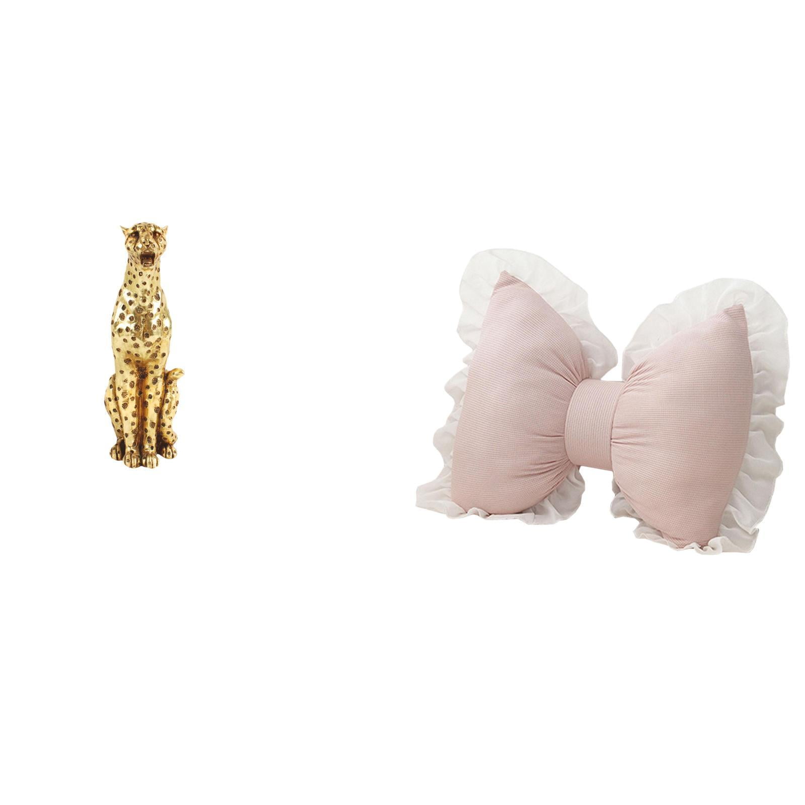 CarpNettore Golden Cheetah Bow Cushion Sculpture Decorative Animal ...