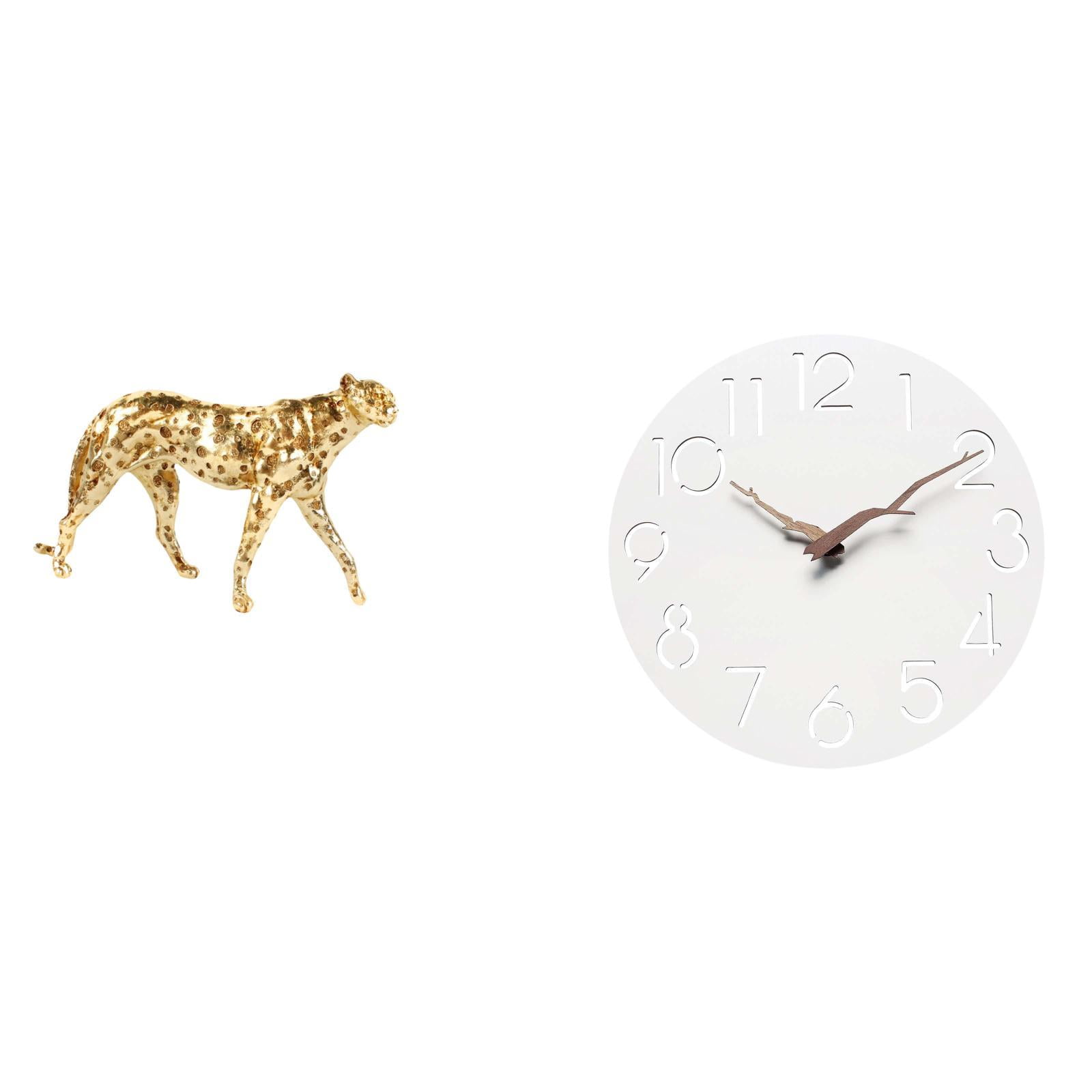 CarpNettore Golden Cheetah Wall Clock Sculpture Decorative Centerpiece ...