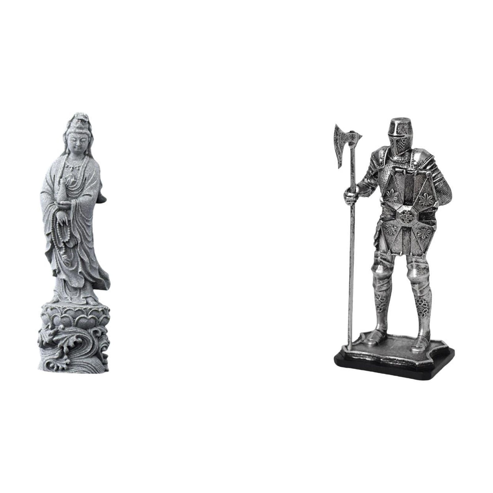 CarpNettore Guan Yin Knight Statue Stone Ornament Collectible Feng Shui ...