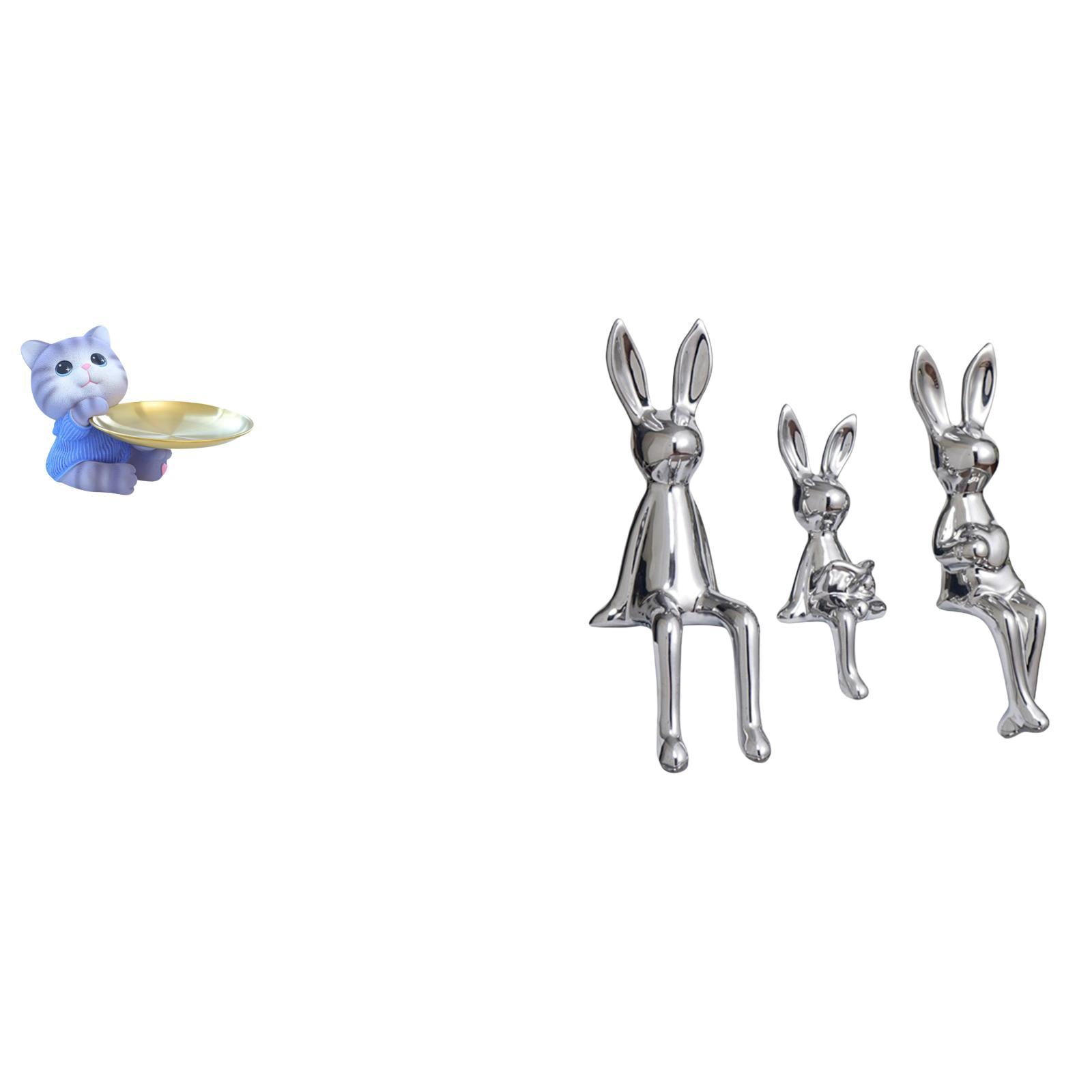 CarpNettore Modern Cat Bunny Resin Sculpture Tray for Dining Table ...