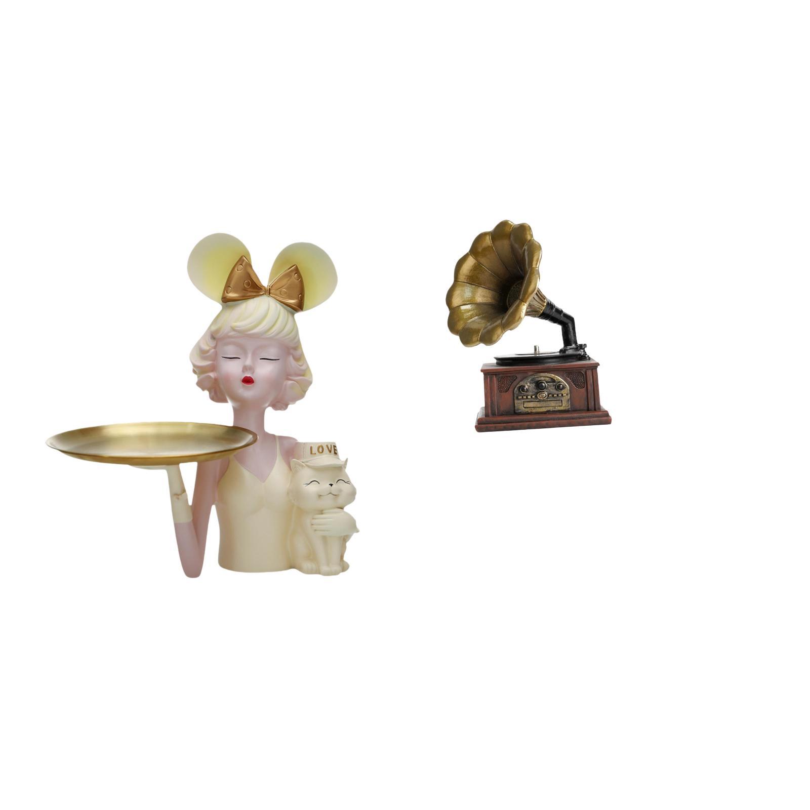CarpNettore Modern Creative Resin Figurine Girl Statue with Key Storage ...