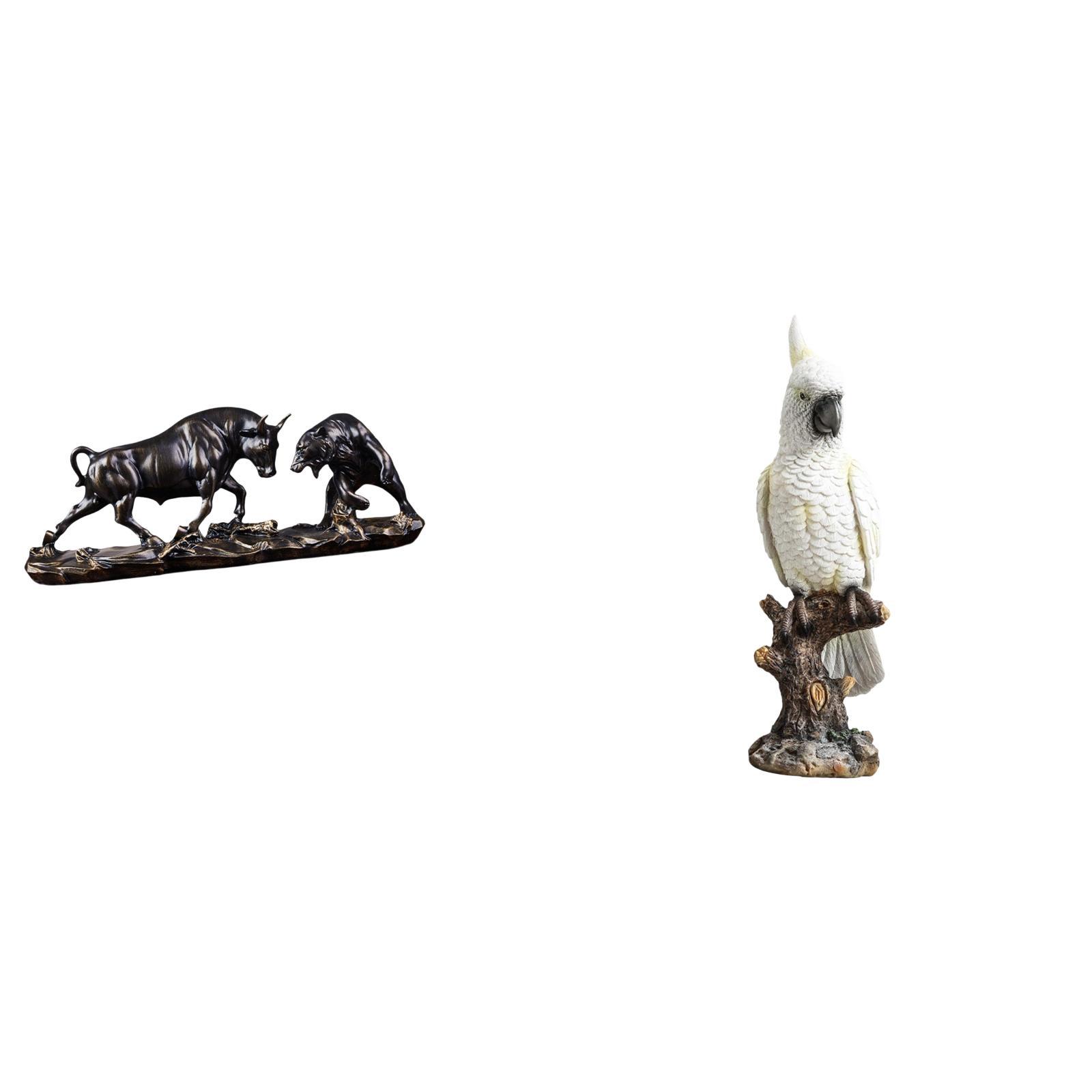 CarpNettore Modern Feng Shui Bull Bear Parrot Animal Sculpture Resin ...