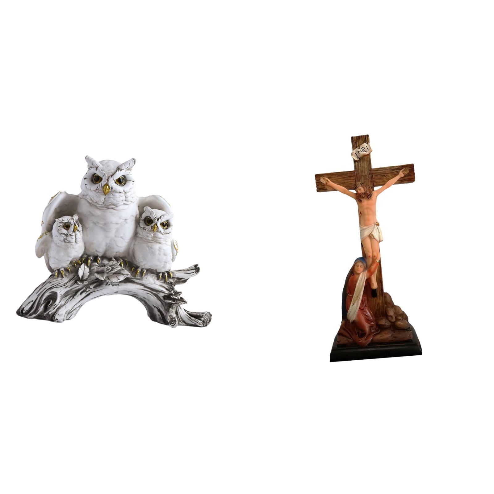 CarpNettore Modern Owl and Jesus Sculpture Figurines for Living Room ...