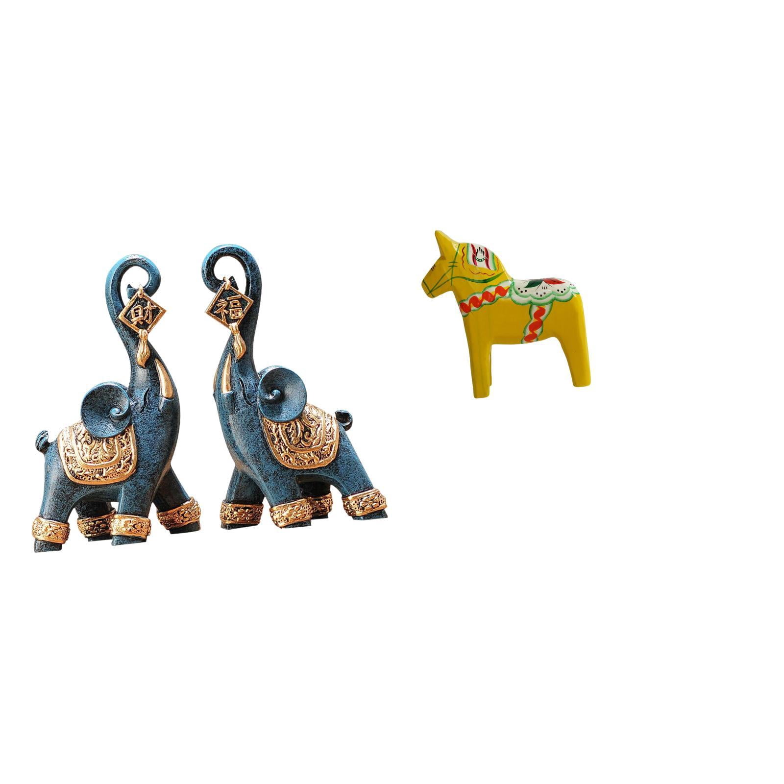 CarpNettore Modern Resin Elephant and Swedish Dala Horse Figurine ...