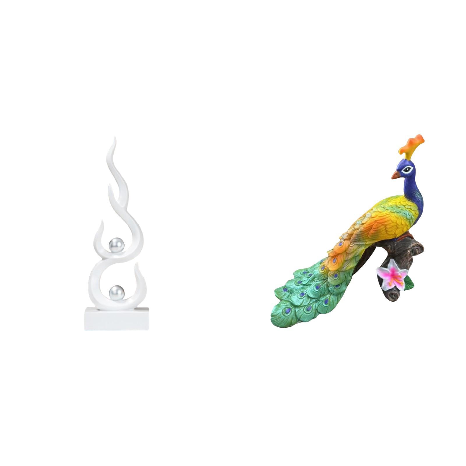 CarpNettore Modern Resin Flame Peacock Sculpture Abstract Fire Figurine ...