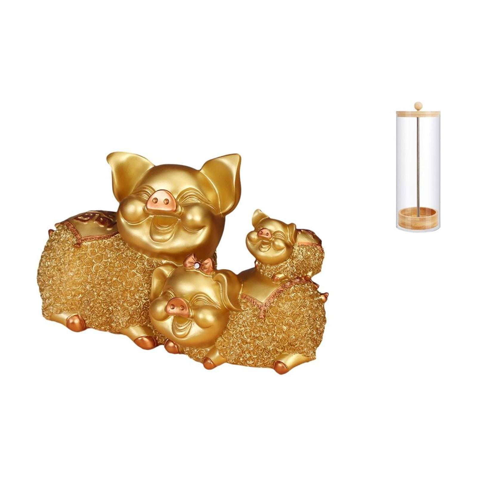 CarpNettore Modern Resin Pig Figurine And Transparent Straw Organizer ...