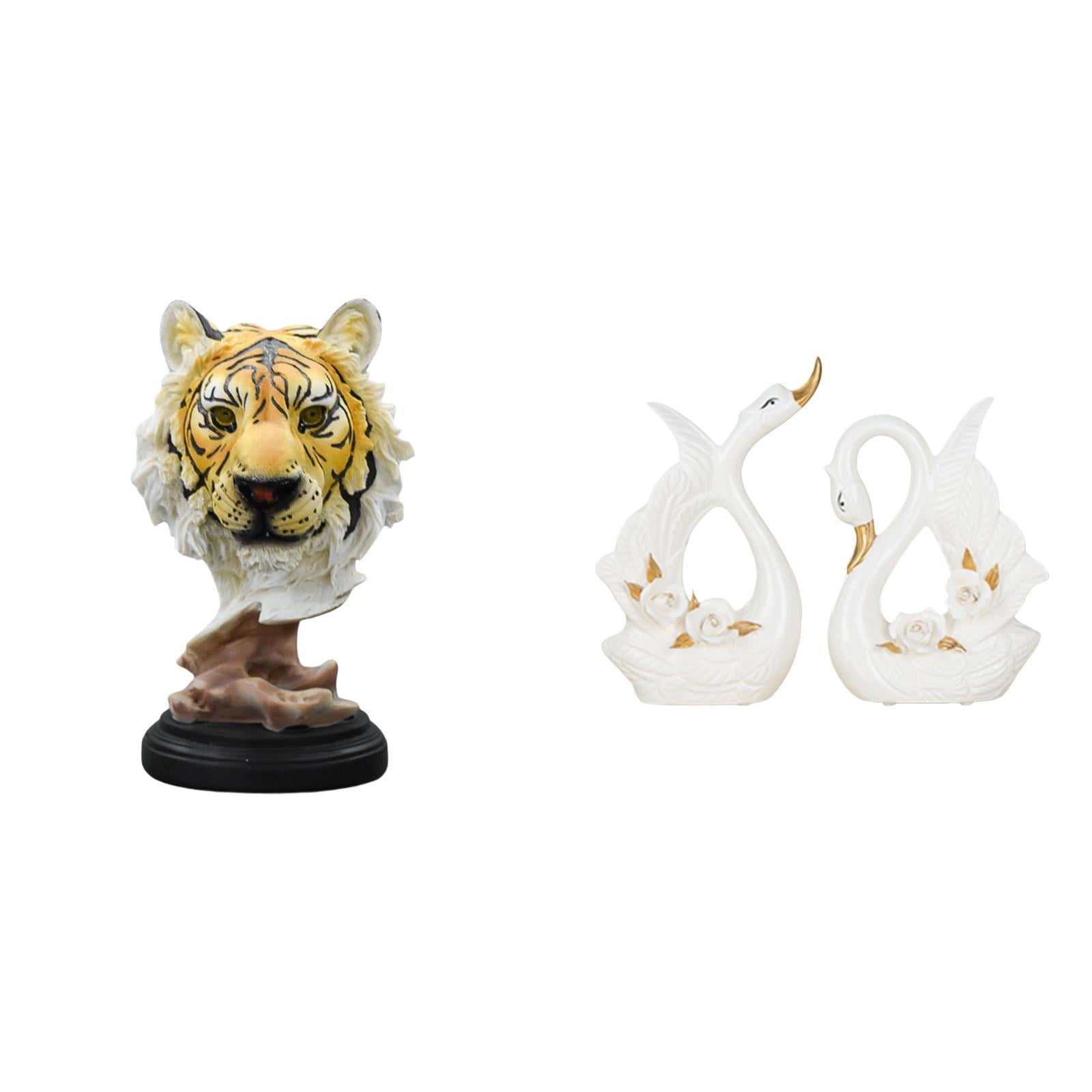 CarpNettore Modern Tiger Swan Head Sculpture Animal Figurine Crafts ...