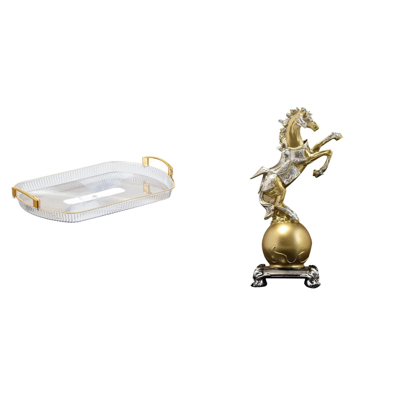 CarpNettore Nordic Rectangle Vanity Tray Organizer and Horse Statue Art ...
