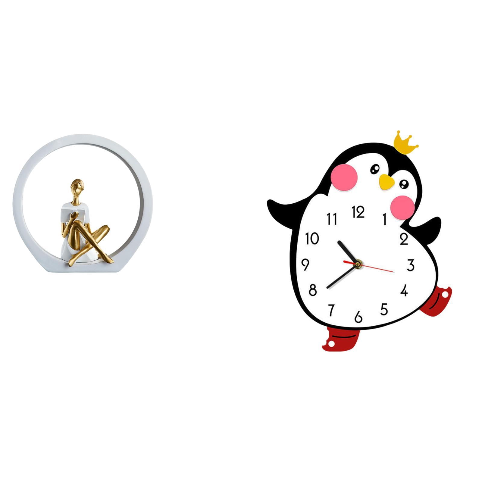 CarpNettore Penguin Girl Figurine Wooden Wall Clock Abstract Women ...