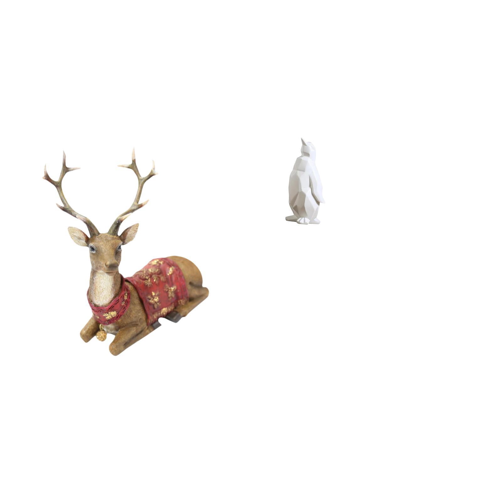 CarpNettore Reindeer Penguin Statue Elk Sculpture Tabletop Ornament ...