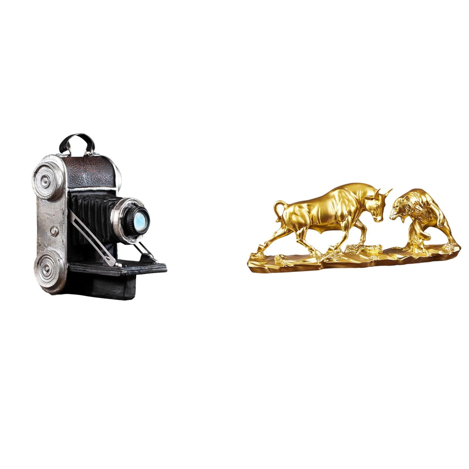 CarpNettore Resin Camera Bull Statue Model Unique Decorative Prop ...