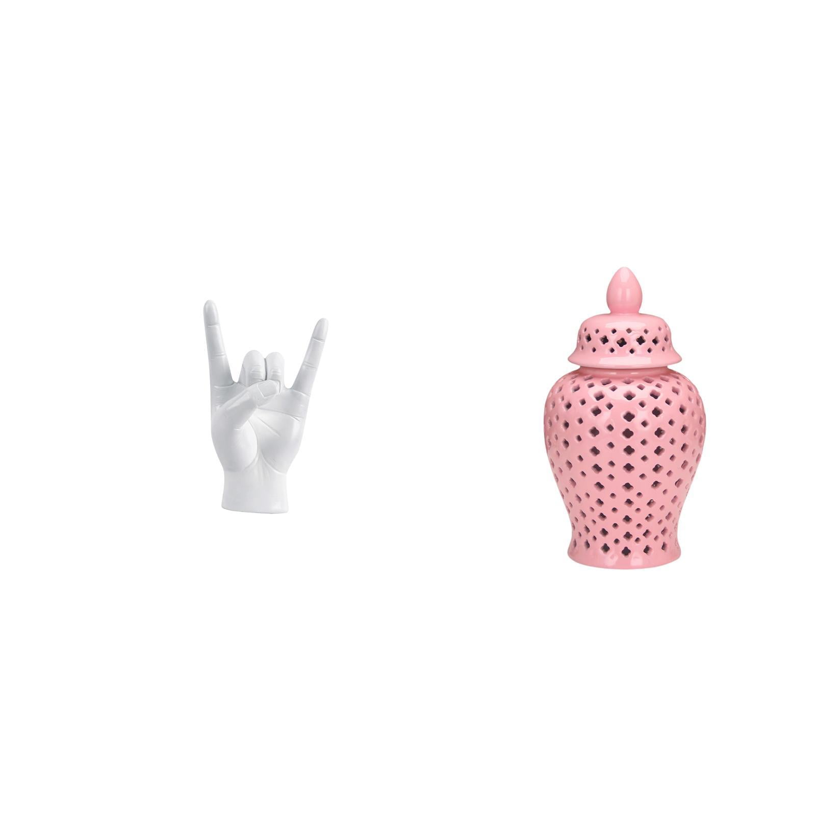 CarpNettore Rock Hand Gesture Statue Ceramic Ginger Jar Porcelain ...