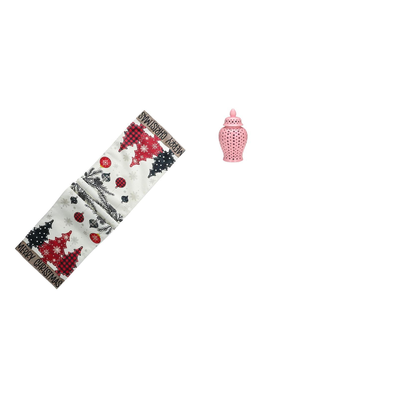 CarpNettore Seasonal Winter Christmas Table Runner with Ceramic Ginger ...