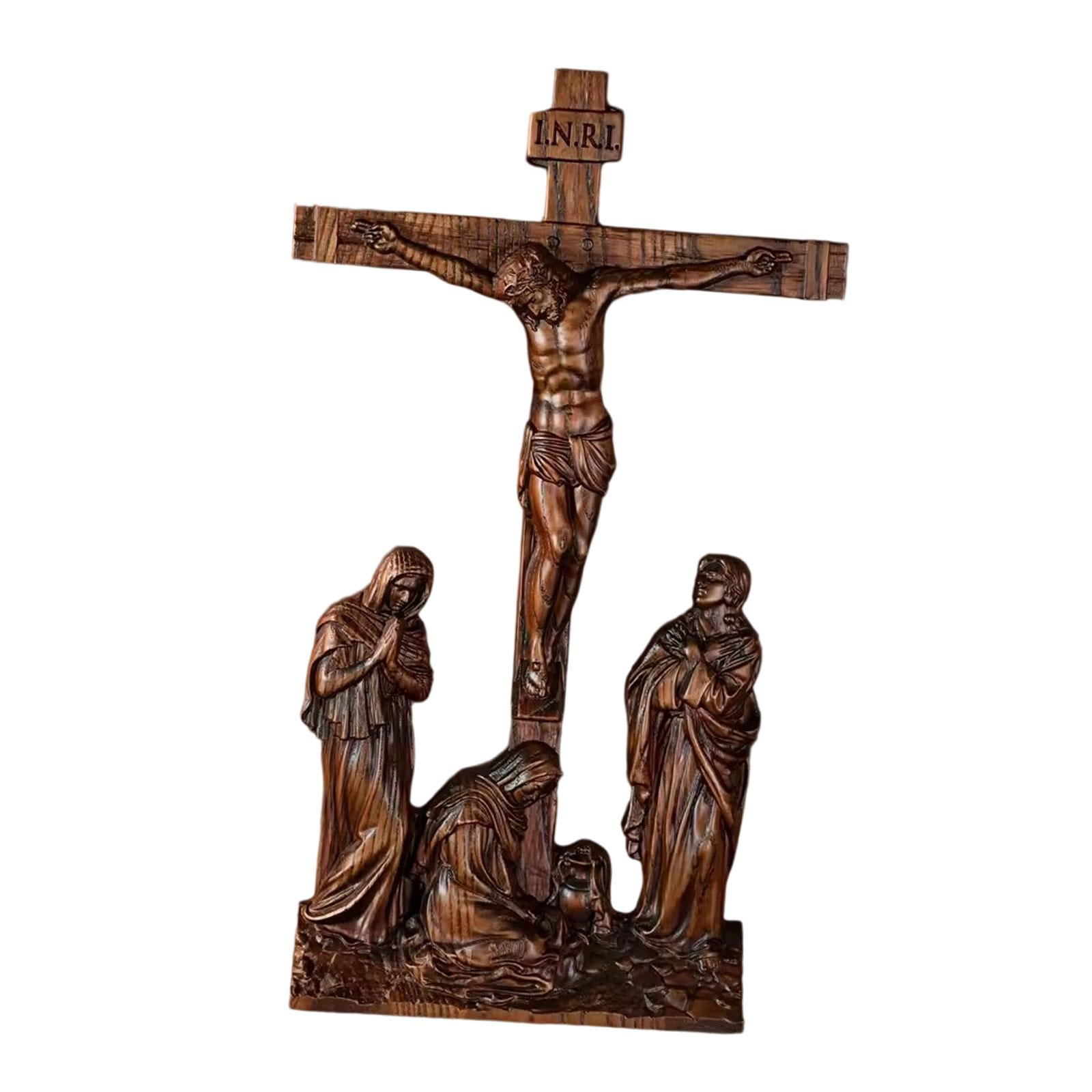 CarpNettore Standing Crucifix 10 inch Catholic Small Wooden Crucifix ...
