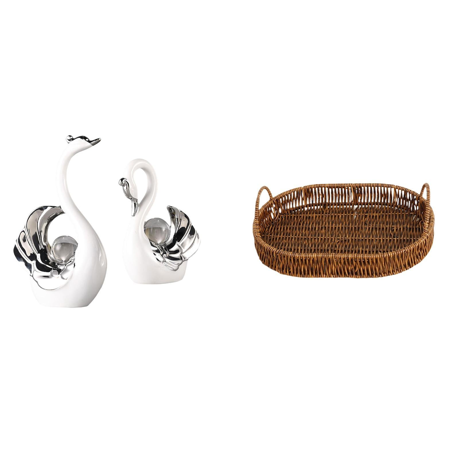 CarpNettore Swan Statue Ceramic Animal Sculpture Handwoven Storage Tray ...
