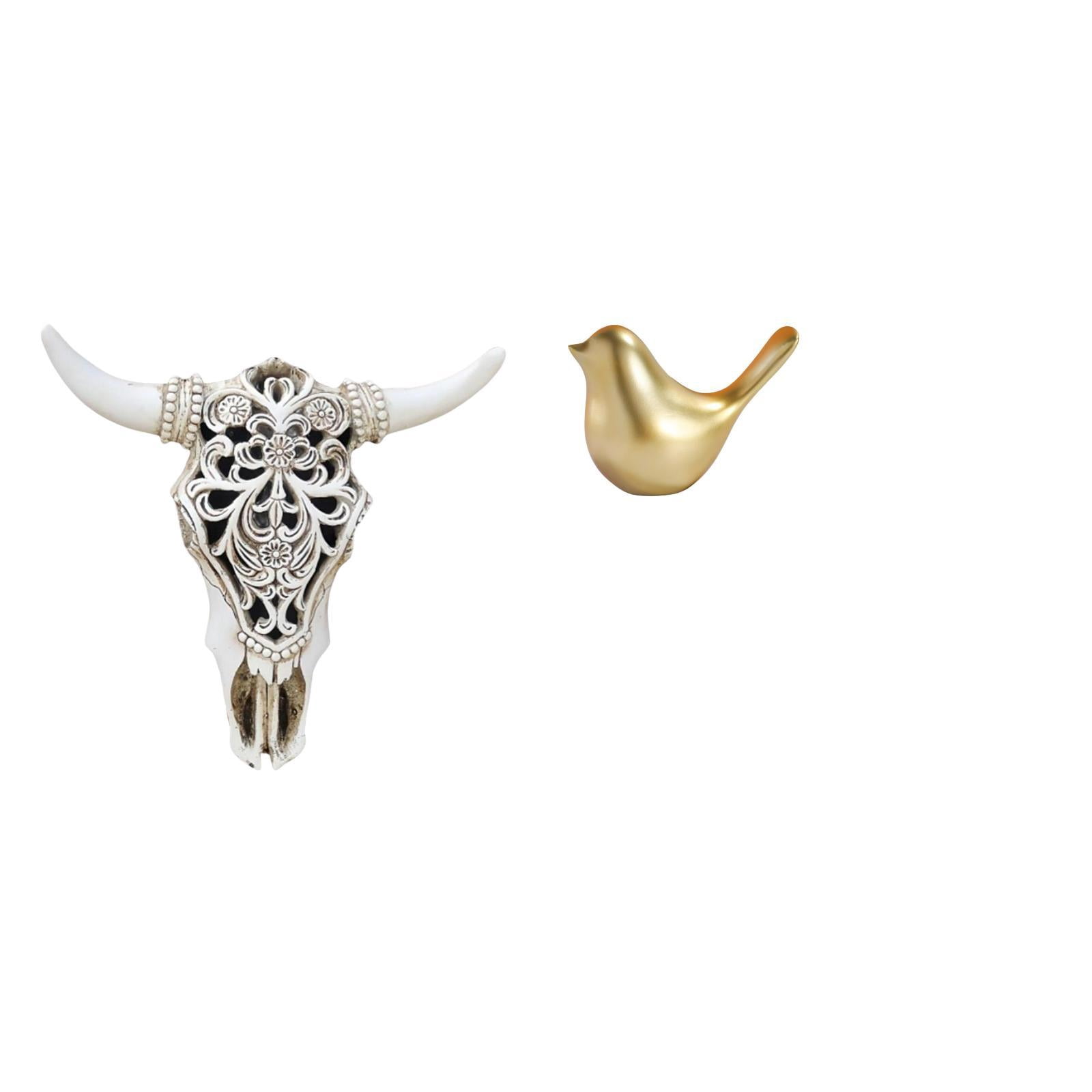 CarpNettore Tribal Bull Head Wall Hanging Art and Golden Bird Sculpture ...