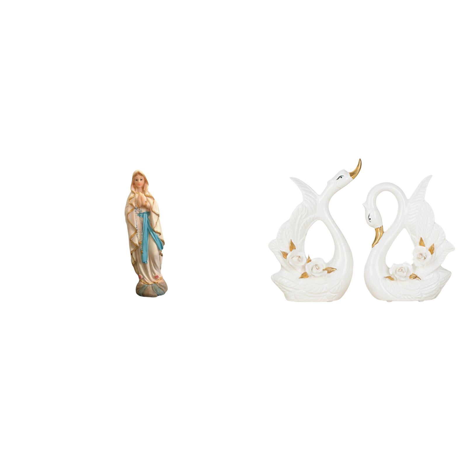 CarpNettore Virgin Mary Swan Couple Figurine Elegant Decorative Resin ...
