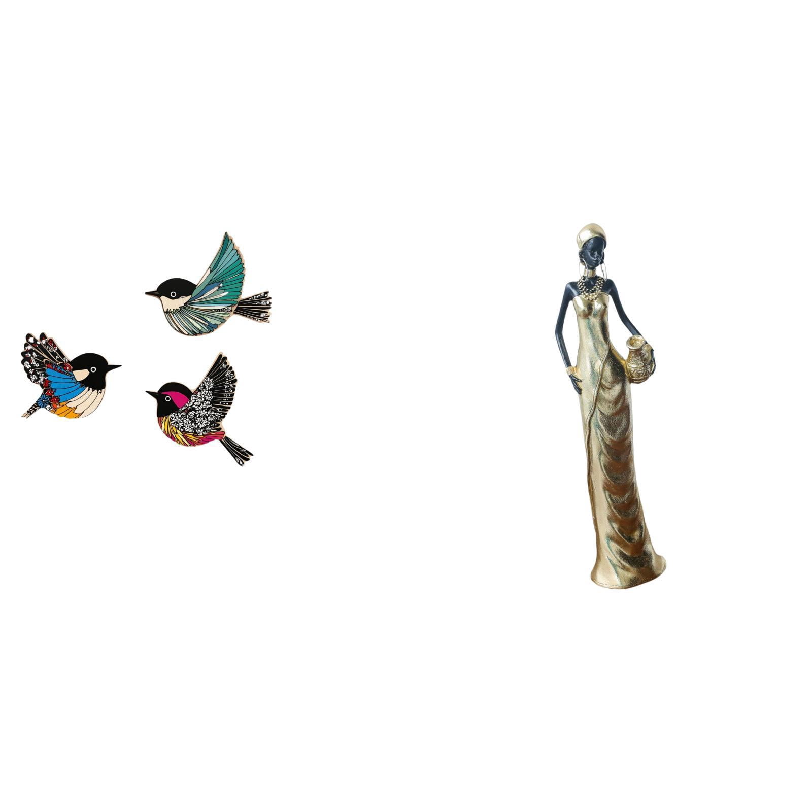 CarpNettore Wooden Bird Wall Art and African Sculpture Tabletop ...