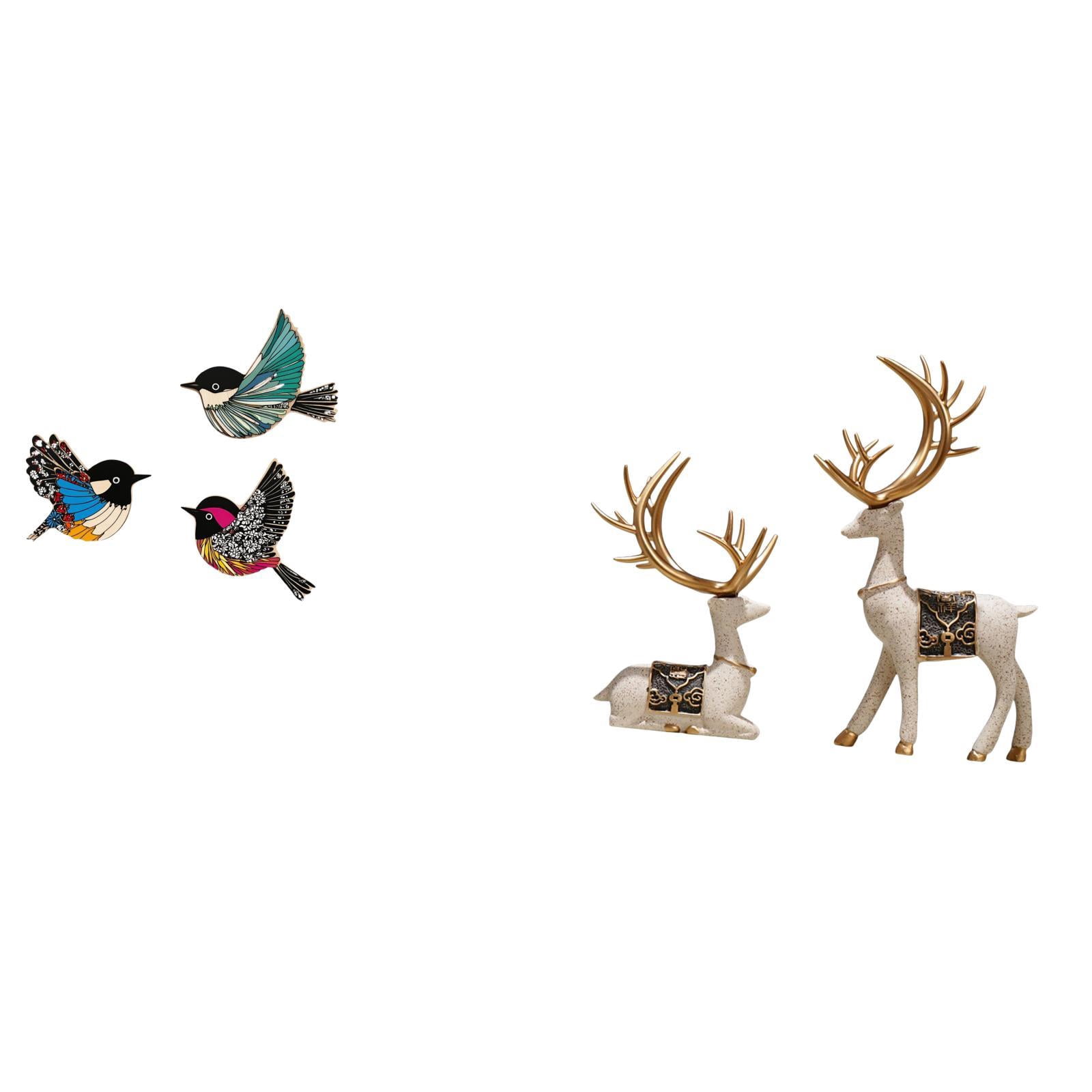 CarpNettore Wooden Bird and Reindeer Wall Art Set Flying Birds and Deer ...