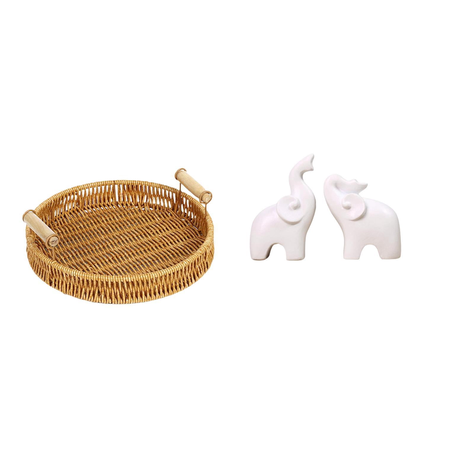 CarpNettore Woven Fruit Baskets and Elephant Sculptures Ornaments ...
