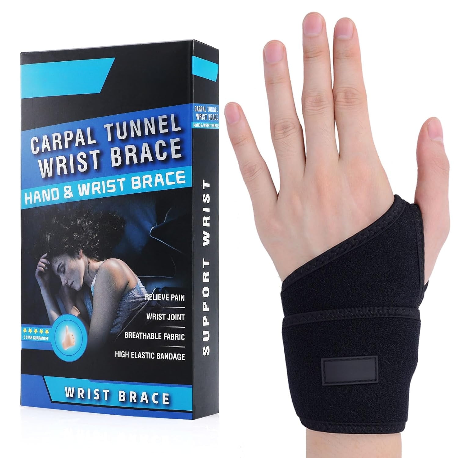 Carpal Tunnel Wrist Brace,2Pack Wrist Support Brace Adjustable Wrist ...