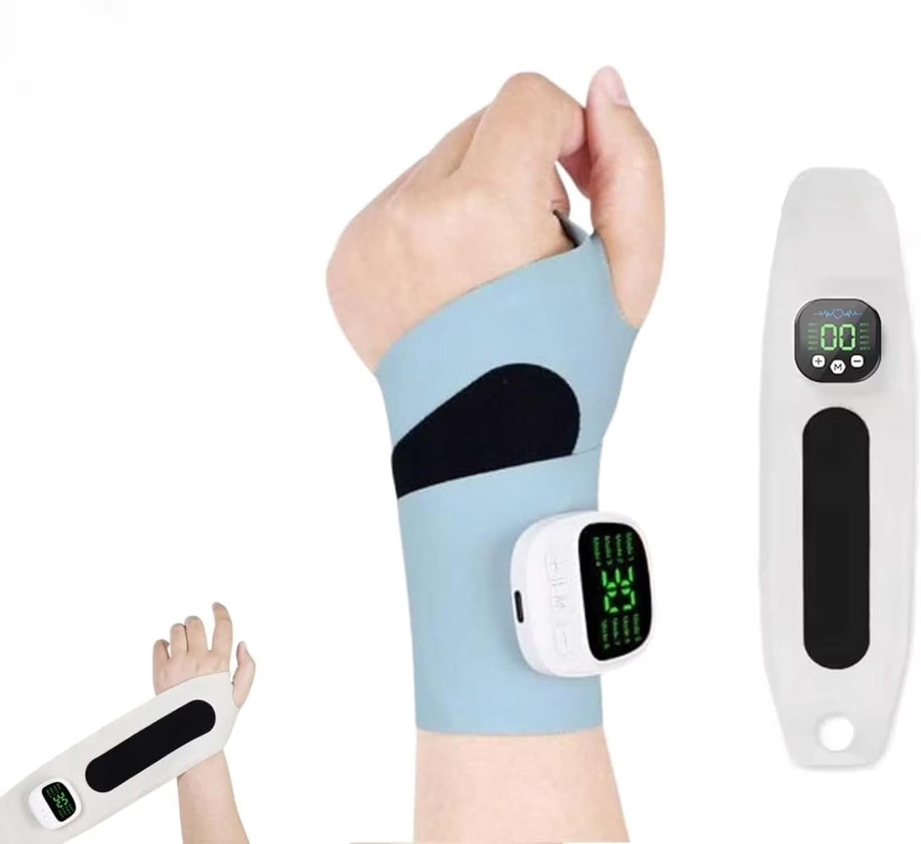 Carpal tunnel wrist massager, 8 modes 30 strengths, cordless heating ...