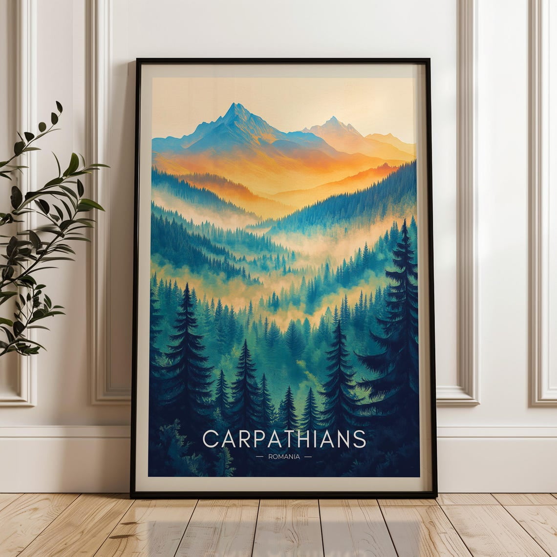 Carpathian Mountains Travel Poster, Romania Wall Art Print ...