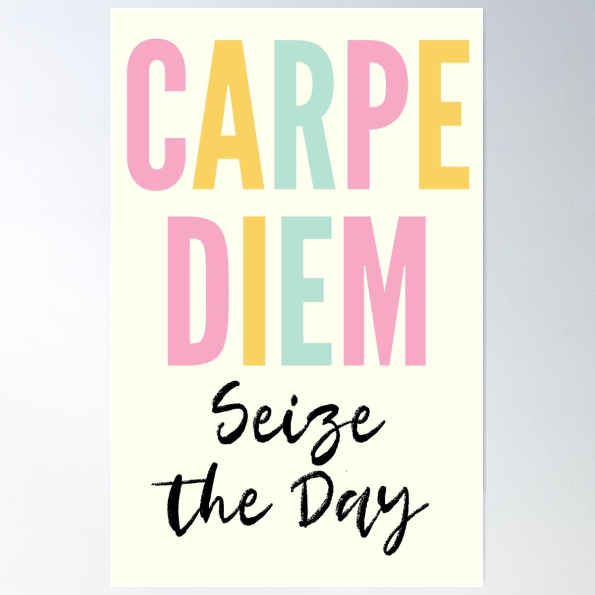 Carpe Diem Seize The Day Cute Colorful Typography Poster Wall Art ...