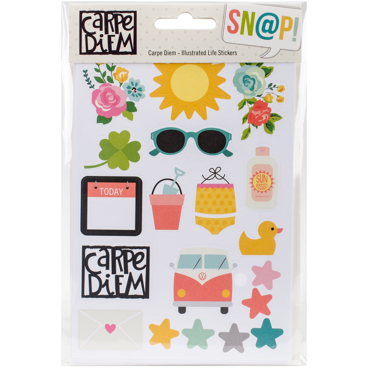 Carpe Diem Stickers 4 Inch X 6 Inch 8/Pkg-Illustrated Life - Walmart.com