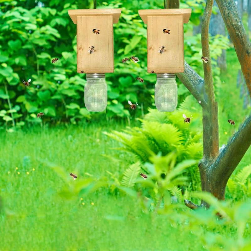 Carpenter Bee Trap for Outside - Pentroof Style Nature Hanging Wood ...