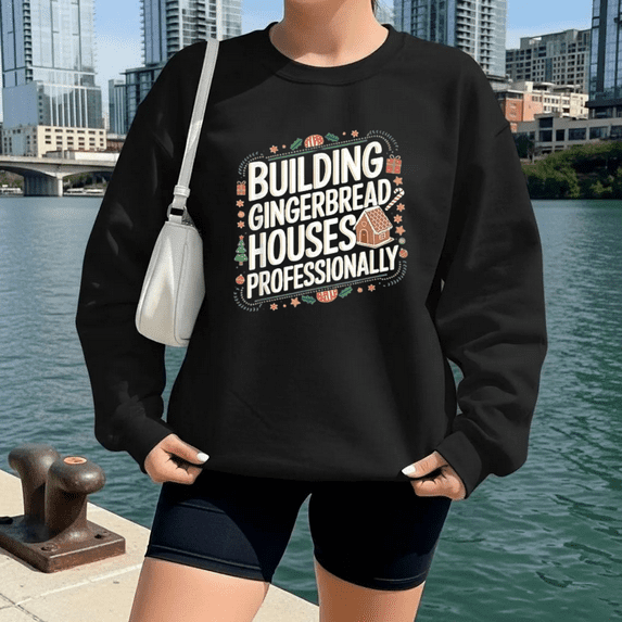 Carpenter Christmas Building Gingerbread House Carpentry Sweatshirt ...