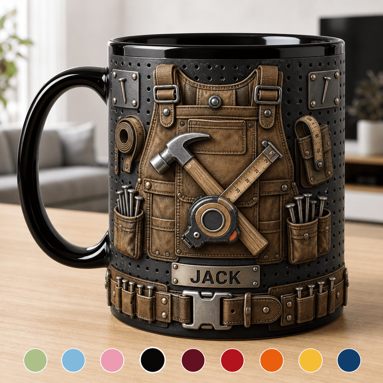 Carpenter Custom Mug Accent Mug with Hammer Nails Measuring Tape ...