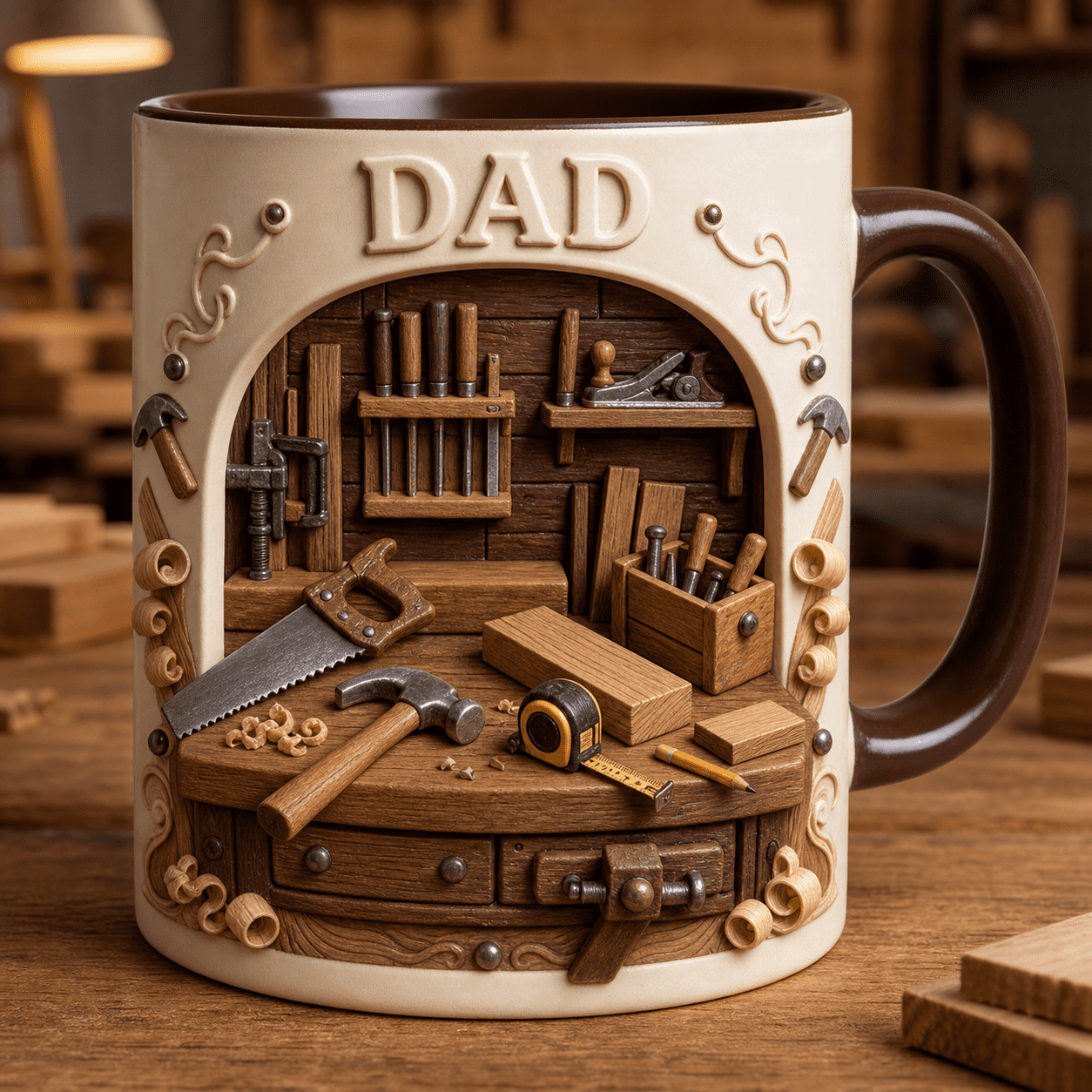 Carpenter Dad Accent Mug, Hammer Saw Measuring Tape Father's Day Gift ...