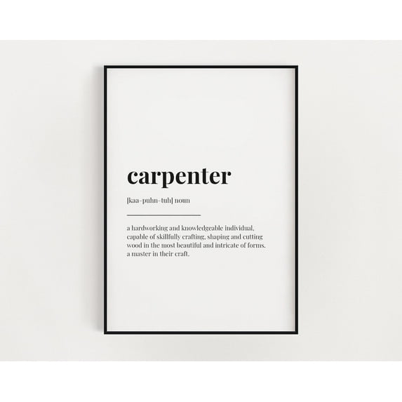 Carpenter Definition Meaning, Wall Art, Definition Print, Print ...