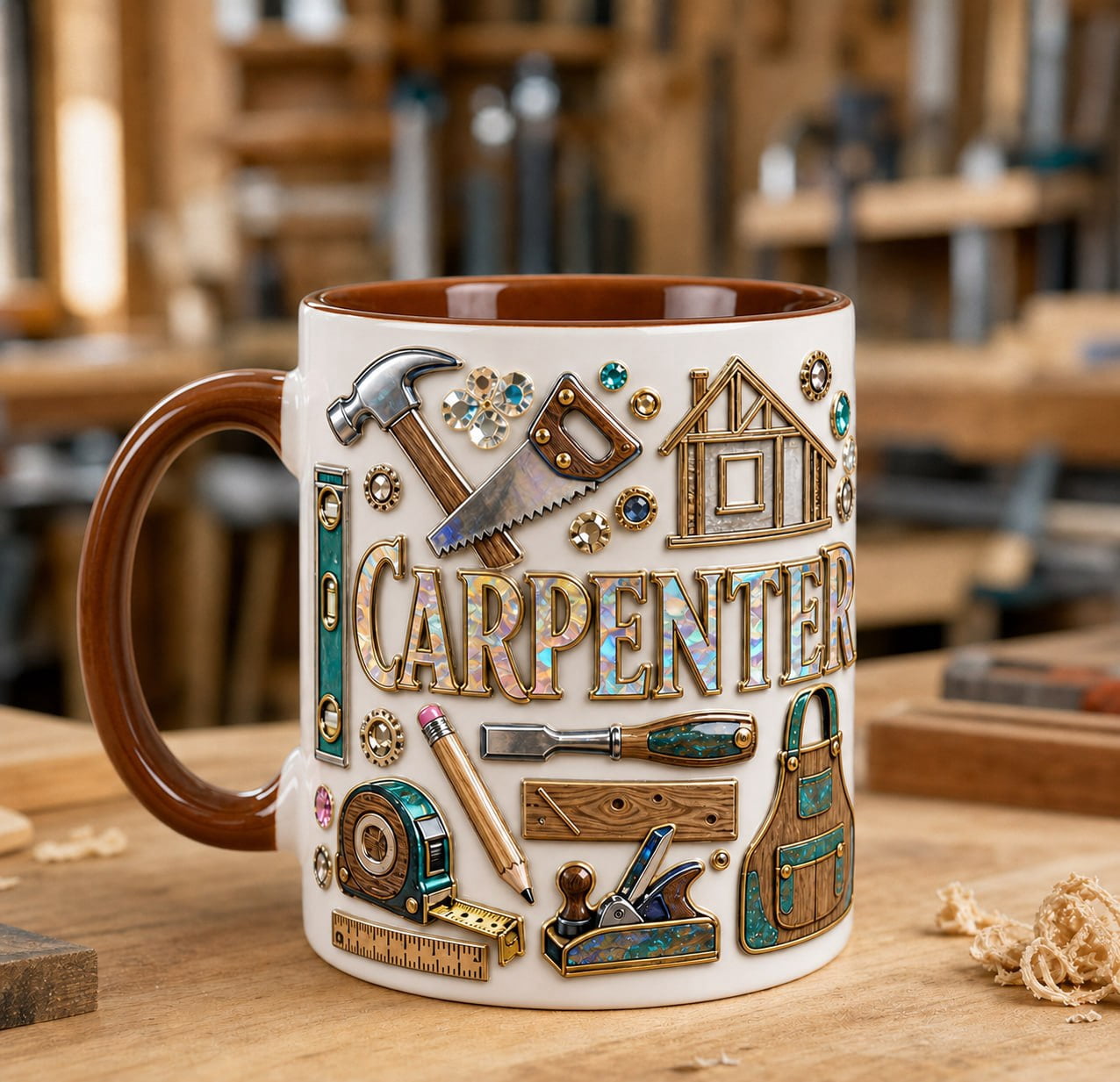 Carpenter Mug 3D Effect, Custom Woodworking Tools Mug for Carpenter ...
