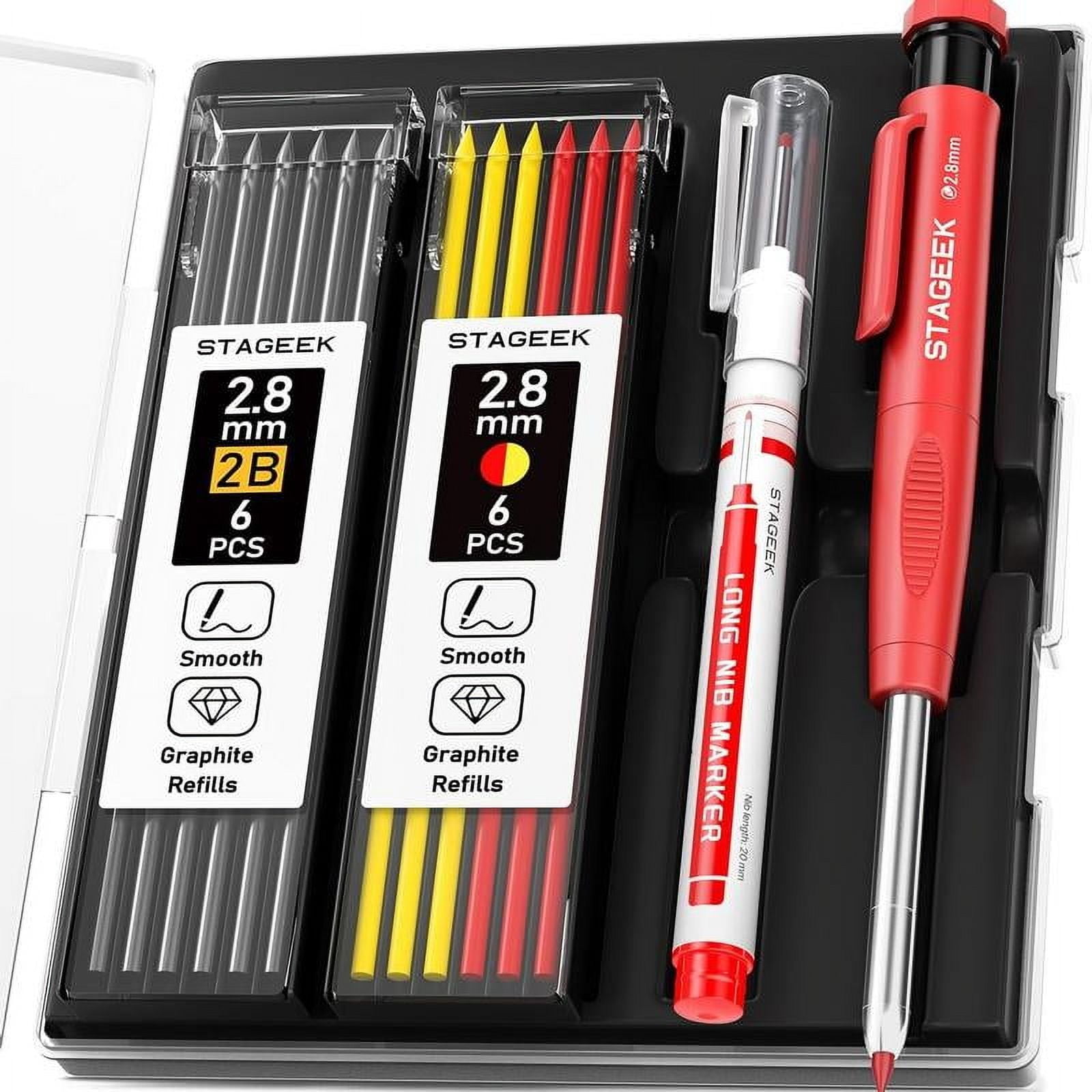 Carpenter Pencils Set with Case, 3PCS Mechanical Carpenter Pencils with ...