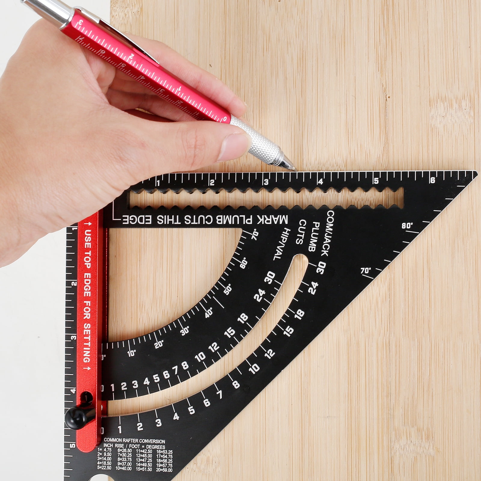 Carpenter Square 7 inch Woodworking Triangle Ruler Aluminum Alloy ...