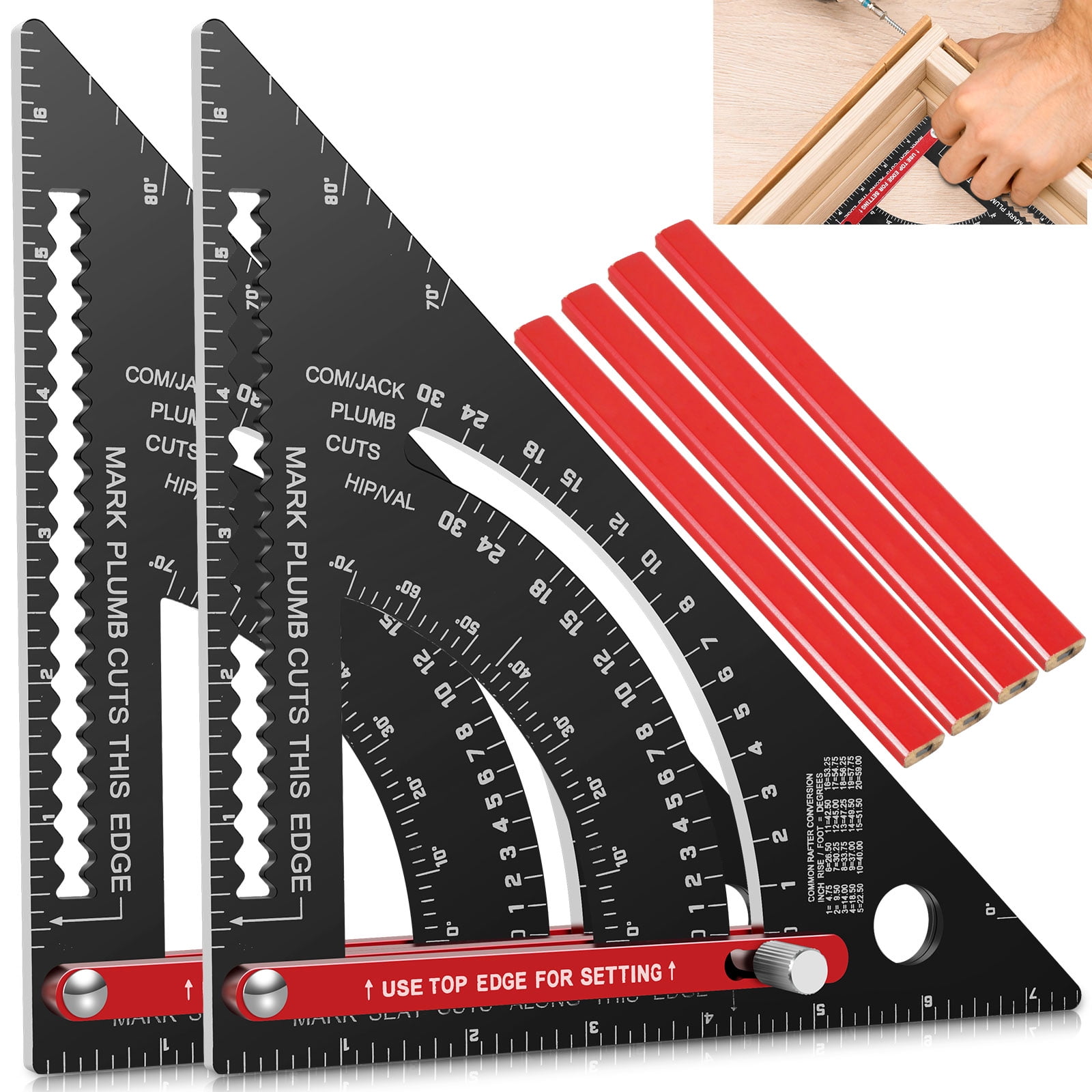Carpenter Square 7Inch Multi Angle Measuring Ruler Aluminum Alloy Miter ...
