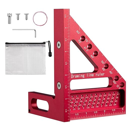 Carpenter Square Scribing Ruler Aluminum Alloy 22.5-90 Degree 3D Multi ...