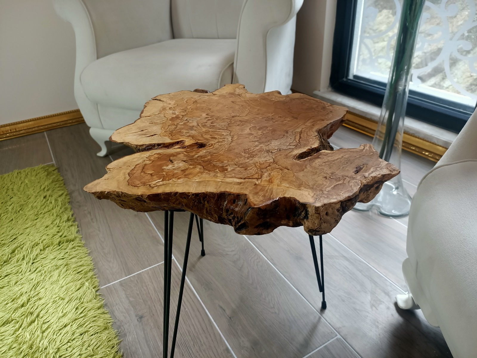 Carpenter of Nature Live Edge Olive Rustic Wood Coffee Table, Green ...