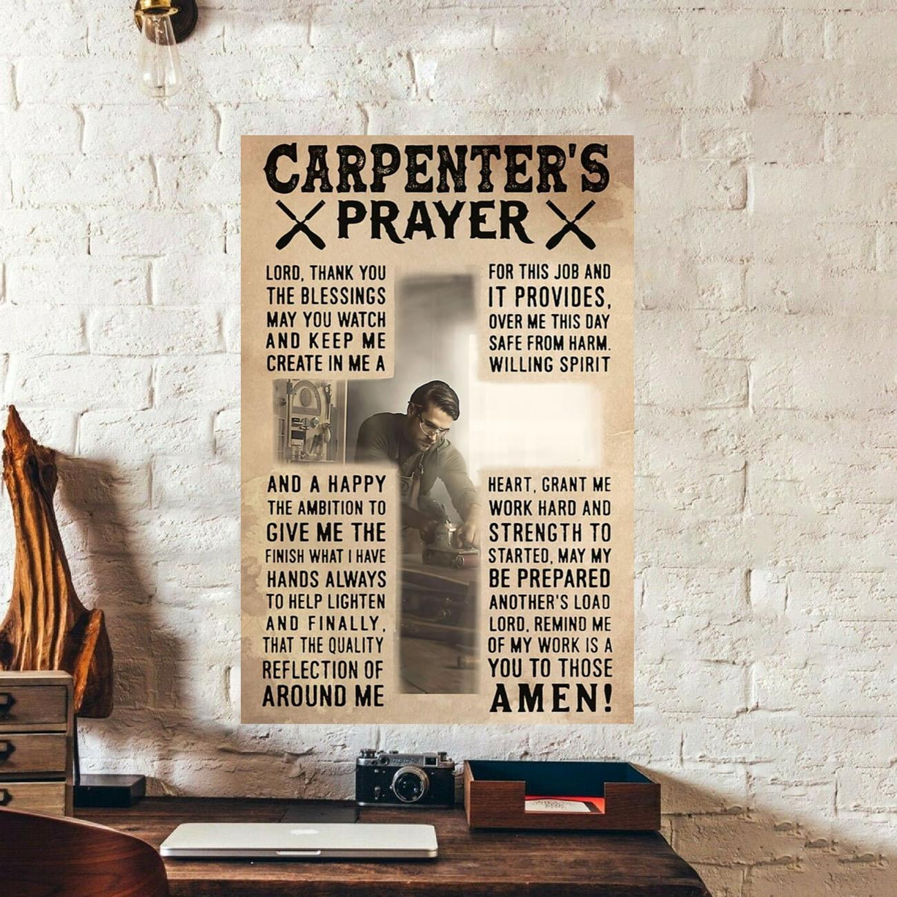Carpenter's Prayer God Amen Poster 24 x 36 Inch Poster - Walmart.com