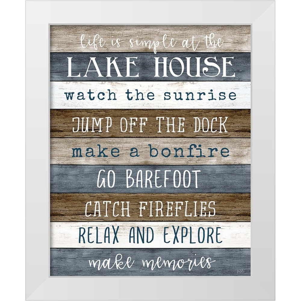 Carpentieri, Natalie 12x14 White Modern Wood Framed Museum Art Print Titled - Simple Lake Rules ...