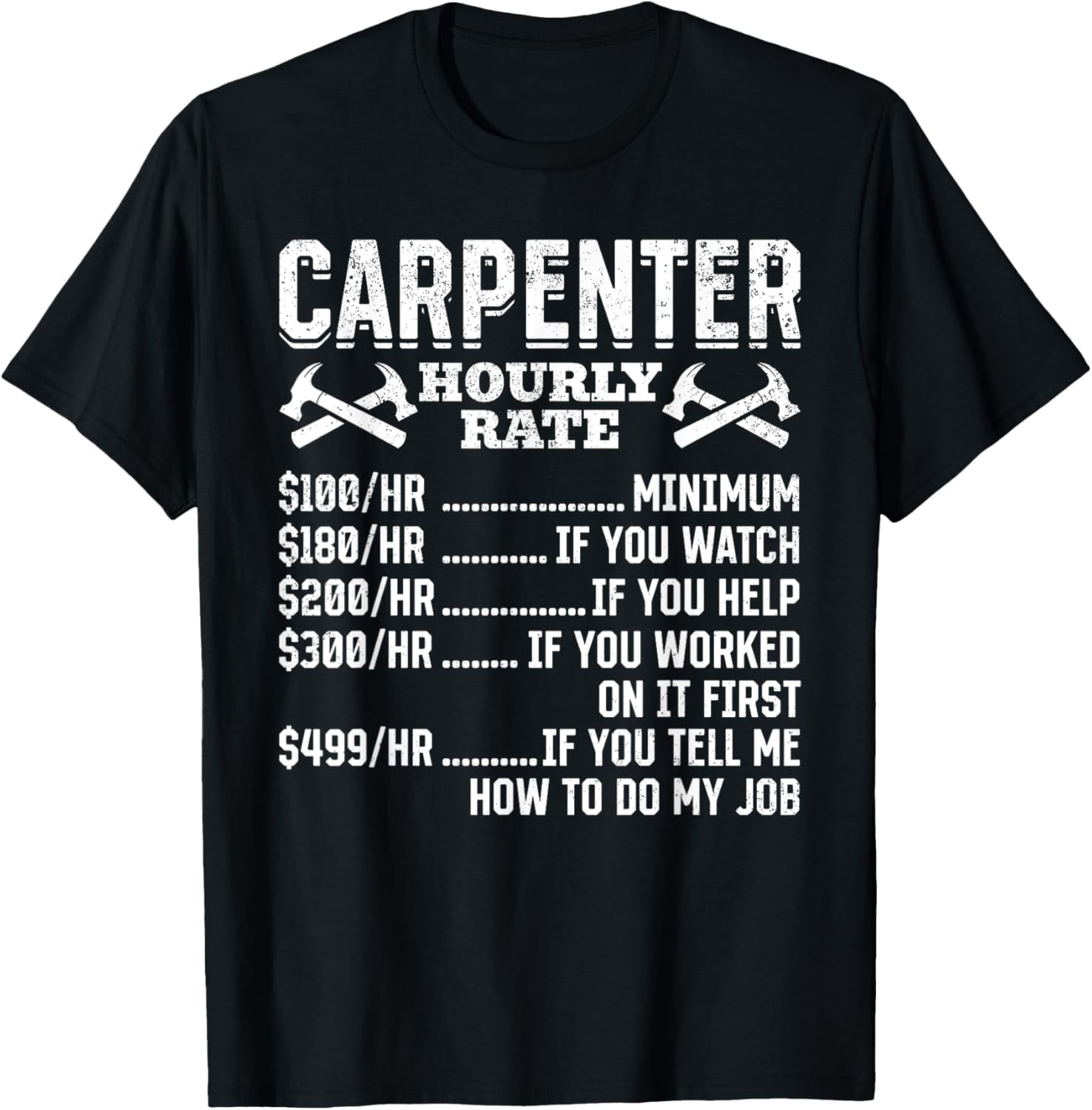 Carpentry Woodworker Carpenter - Carpenter Hourly Rate T-Shirt100 ...