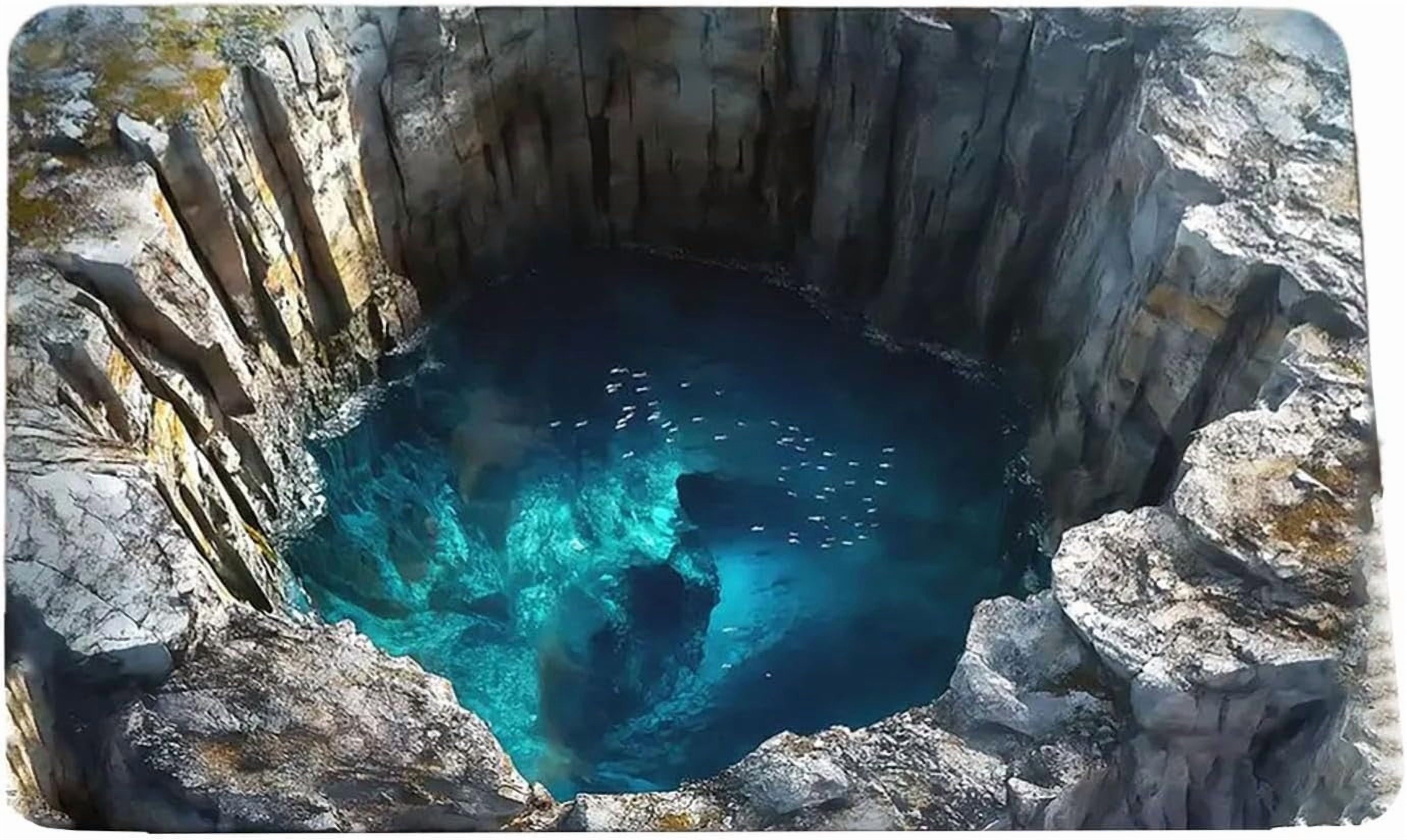 Carpet 3D Bottomless Hole Optical Illusion Rug Doormat for Indoor and Outdoor Entrance Living ...