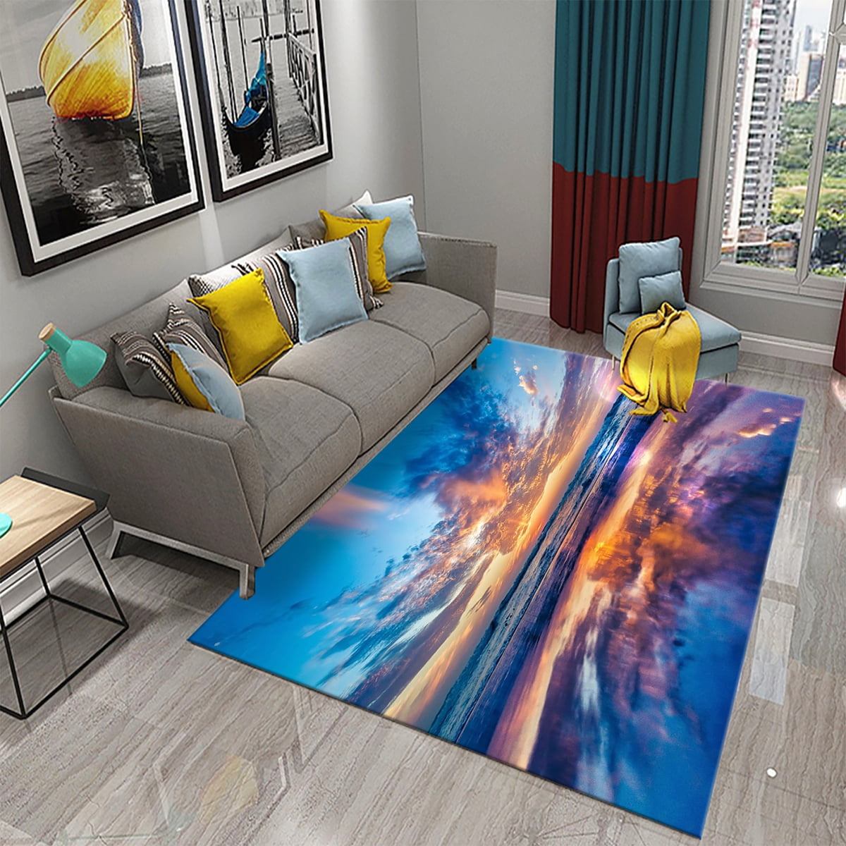 Carpet 3D Sunset Ocean Beach Sky Landscape Carpet for Carpet Bathroom ...