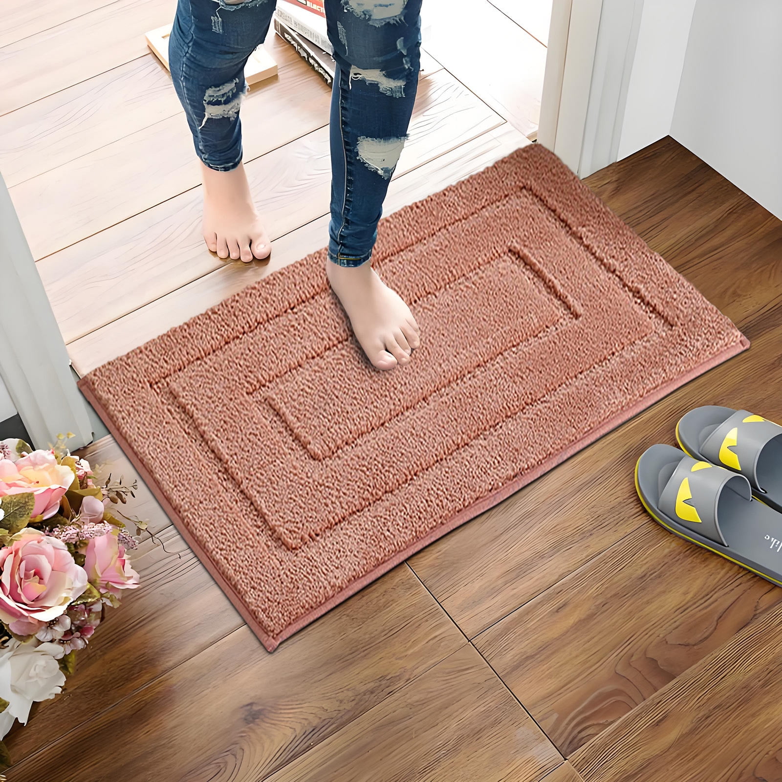 Carpet 40x60cm Solid Color Bathroom Rug Ultra Soft Absorbent Microfiber ...