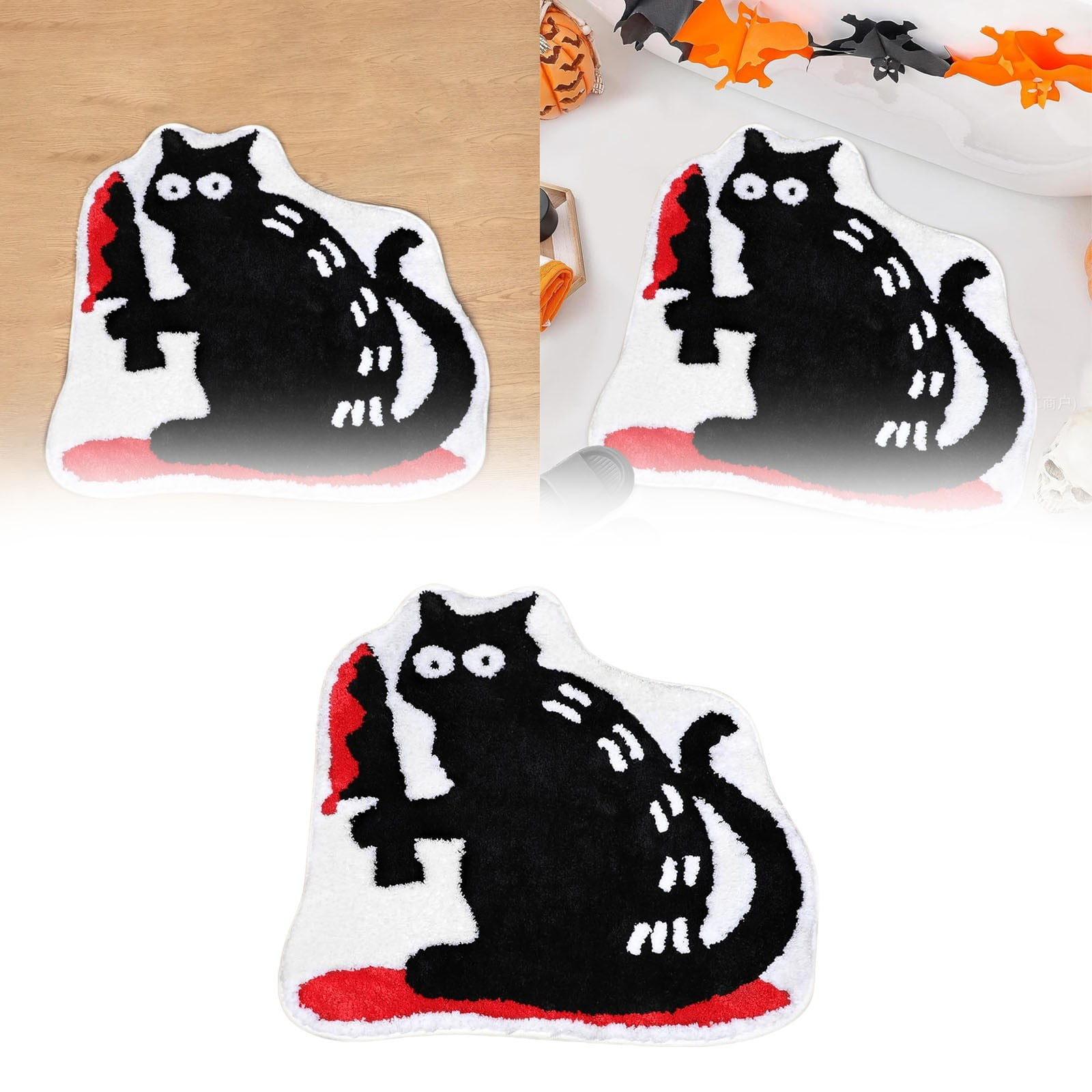 Carpet,Cat Mat Cat Tufted Rug Black Funny Cat Floor Mat For Bathroom ...
