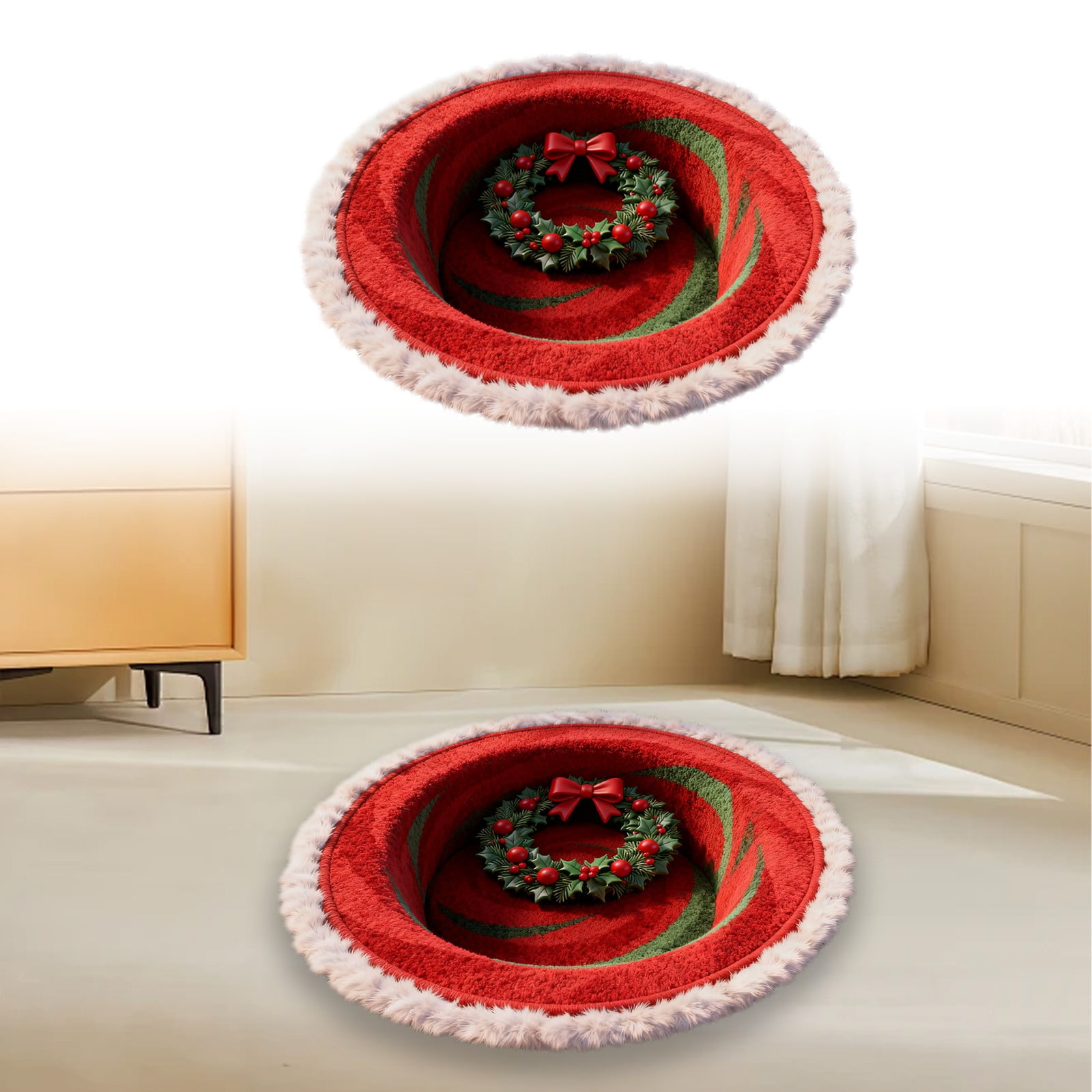 Carpet,Christmas 3D Rug Circular Carpets With Various Christmas Bring A ...