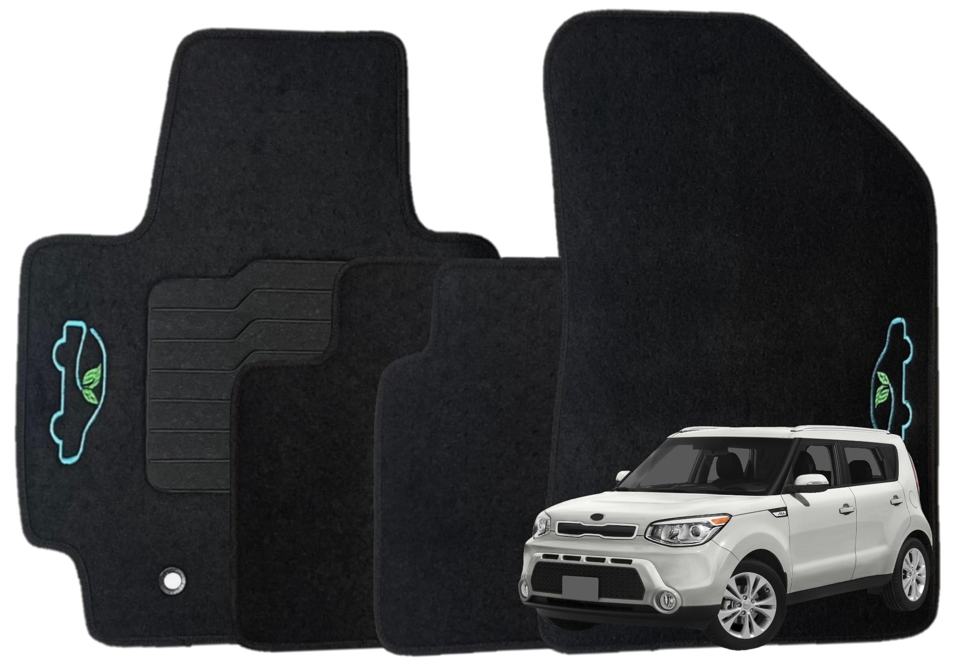 Carpet Floor Mats Custom Fit For 2014 to 2019 Kia Soul with Non Slip Heel Pad and Safety Hooks ecoMats